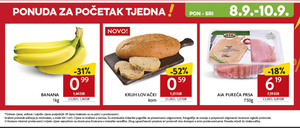 Konzum akcija za početak tjedna do 10.09.