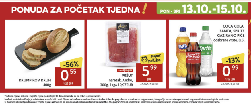 Konzum akcija za početak tjedna do 15.10.